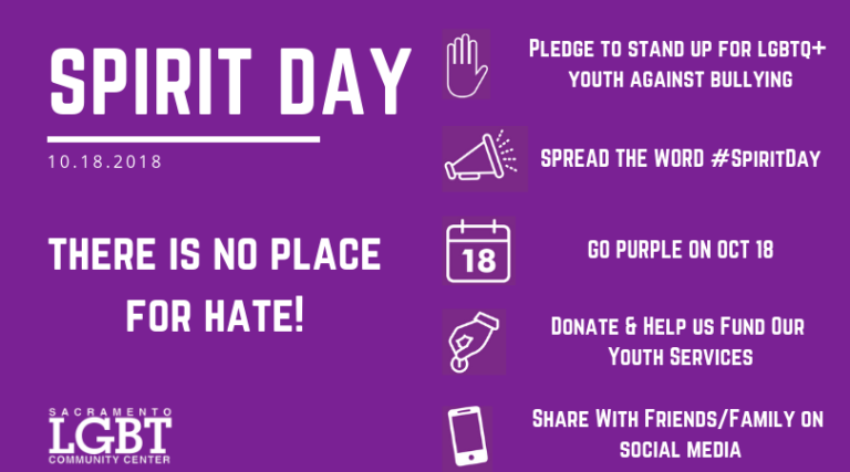 Why 'Spirit Day' is important - Sacramento LGBT Community Center